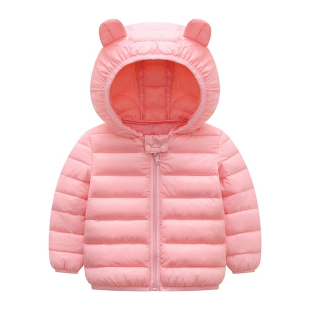 HILEELANG Toddler Girl Winter Cute Puffer Jacket Coats Light Weight Padded Outwear Pink 5T ...