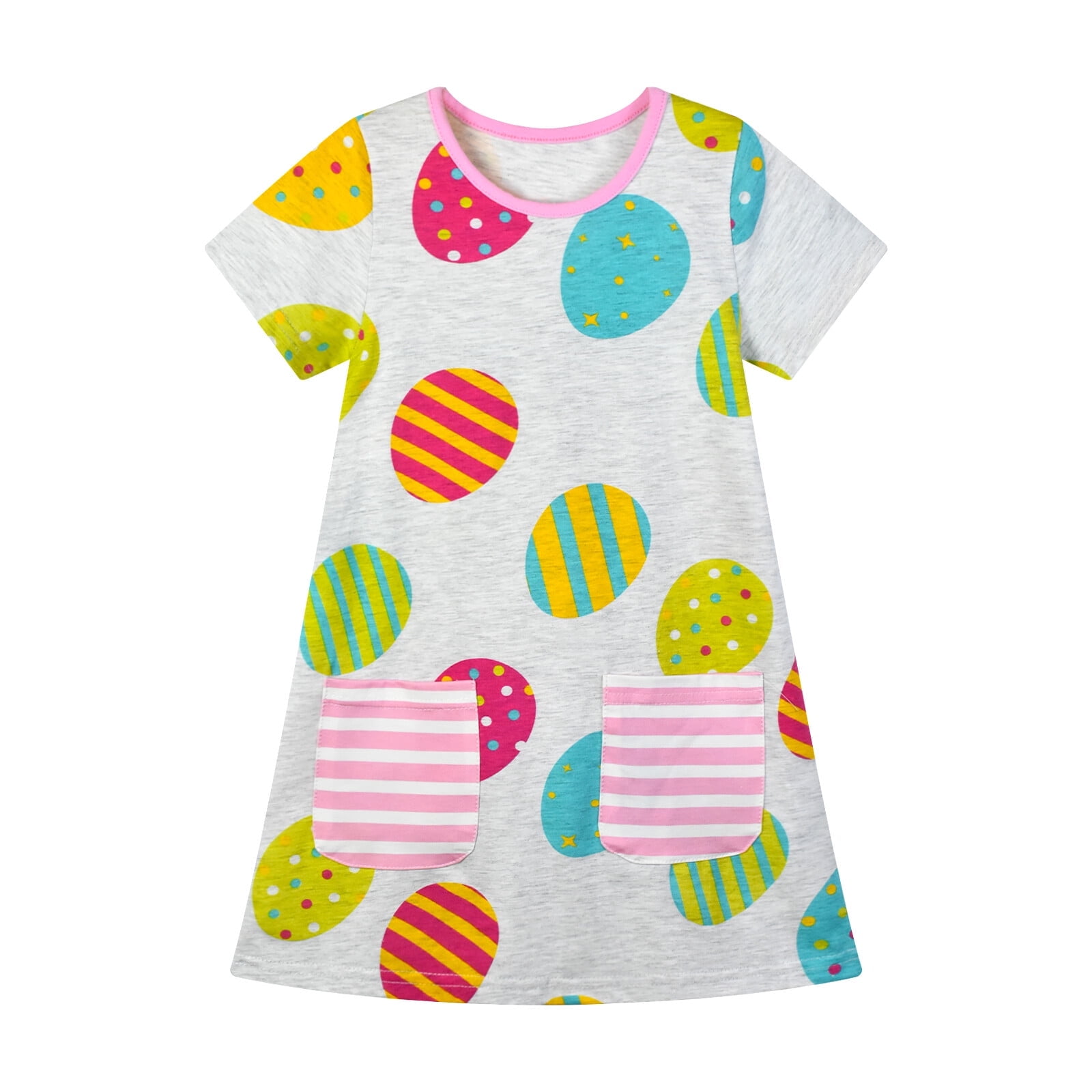 HILEELANG Toddler Girls Cotton Dress Short Sleeve Casual Summer ...