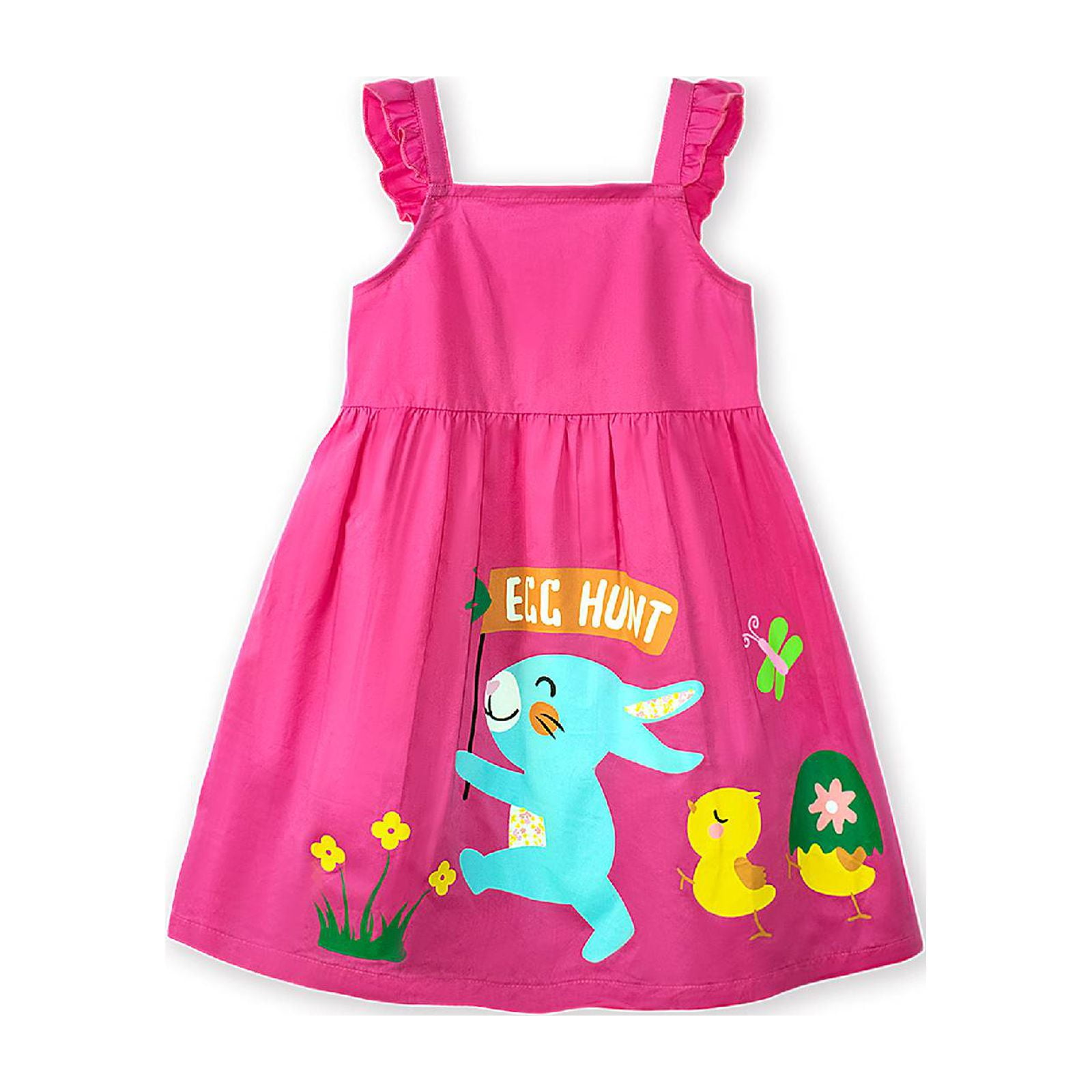 HILEELANG Toddler Girls Rose Red Sleeveless Dresses Easter Summer ...