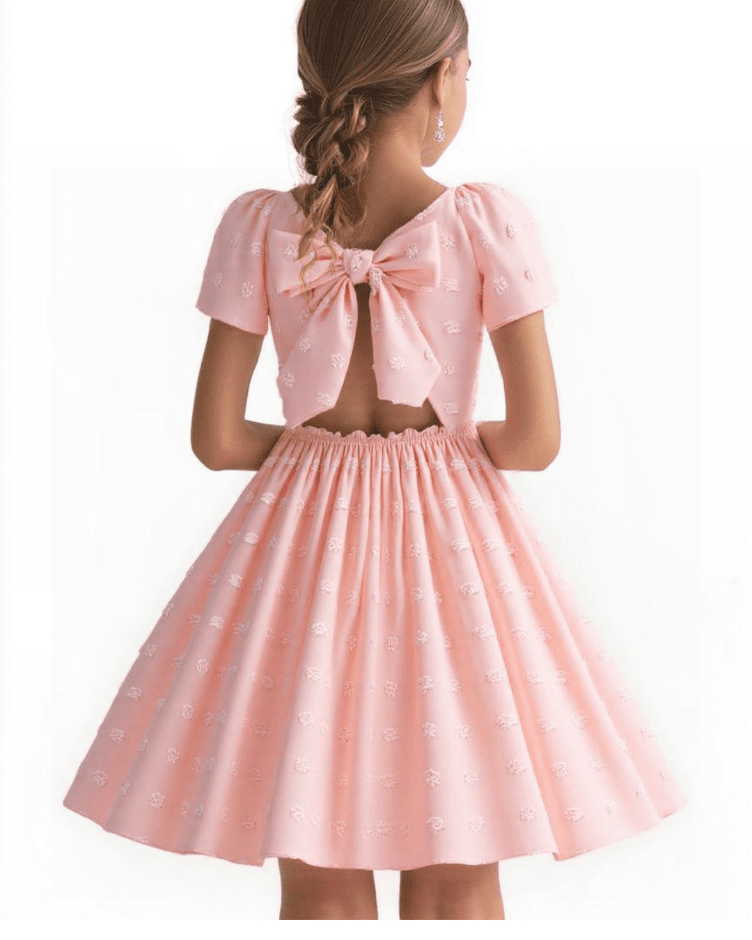 HILEELANG Tween Girl Dress Short Sleeve Summer Light Pink Casual Tie ...