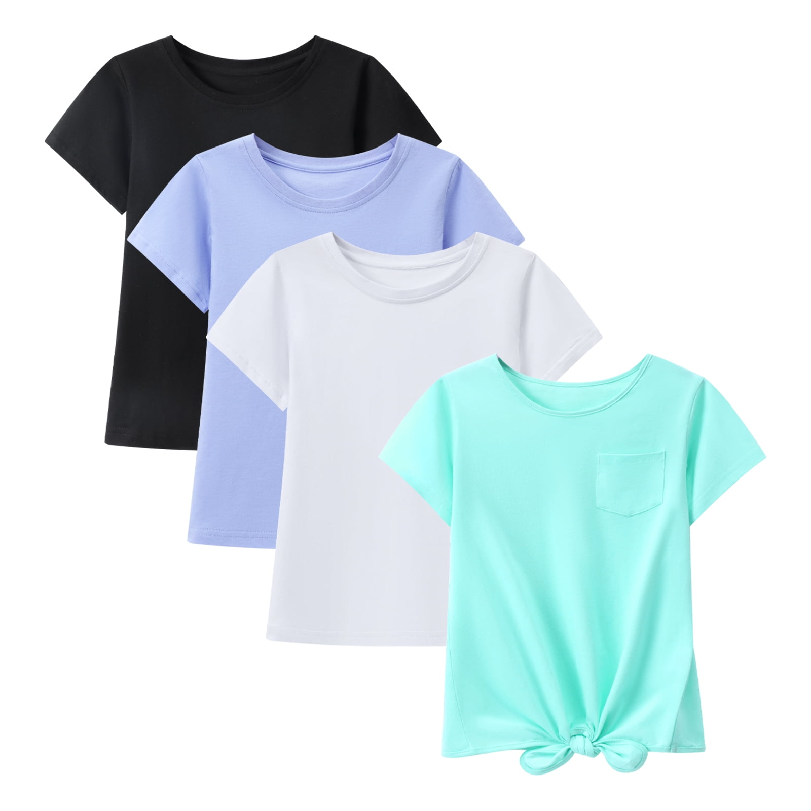 HILEELANG Tween Girl Short Sleeve Tees Summer Green Bowknot Blue Black ...