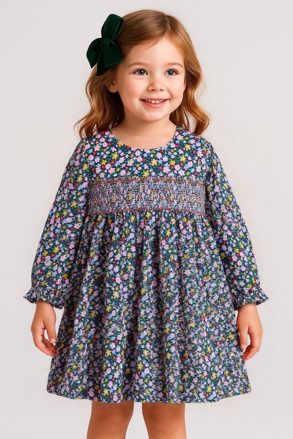 HILEELANG little Girls Cotton Dress 2-7T, 100% Soft Cotton, Long Sleeve ...