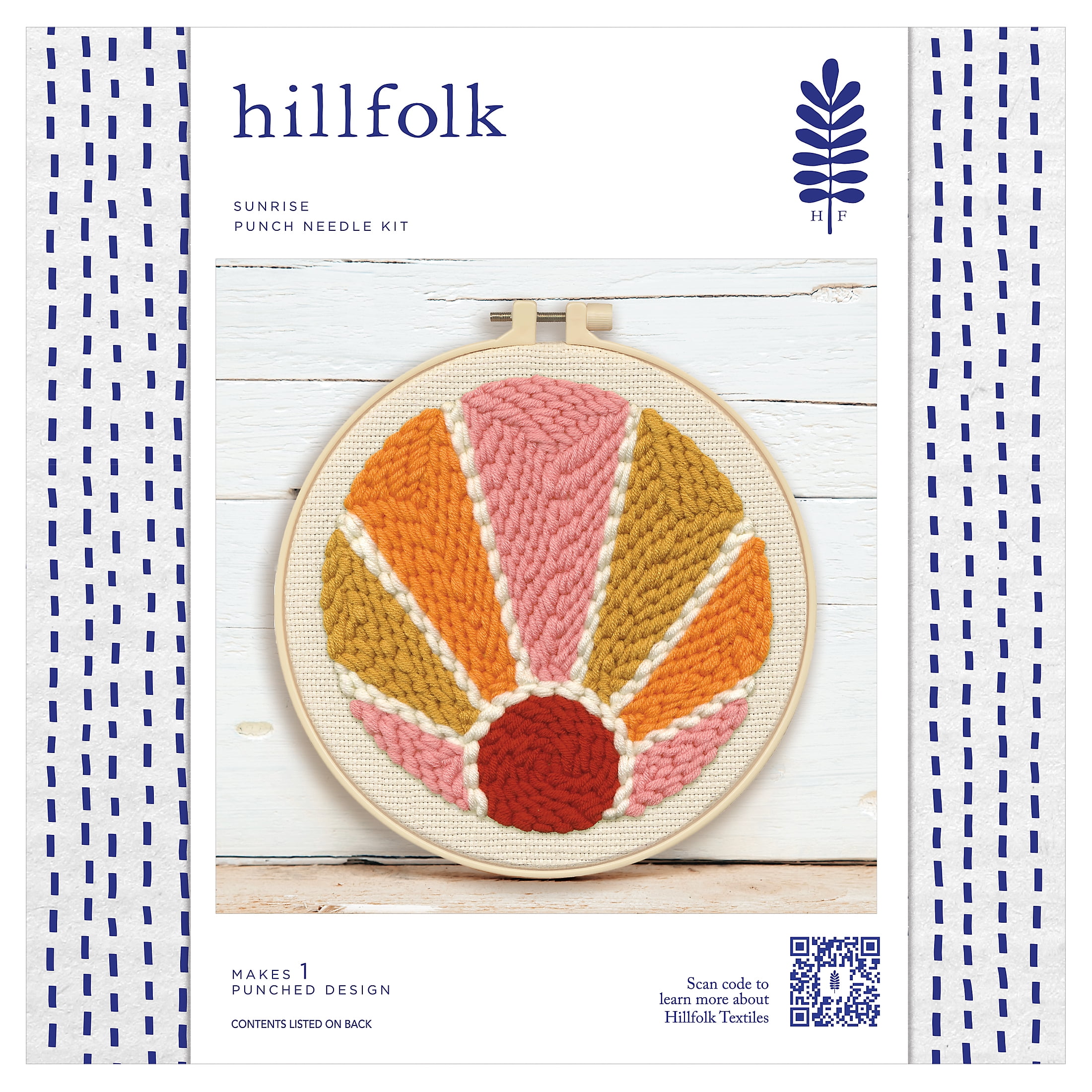 Hillfolk Punch Needle Sun Kit- Includes 8" Plastic Hoop, Printed Fabric ...