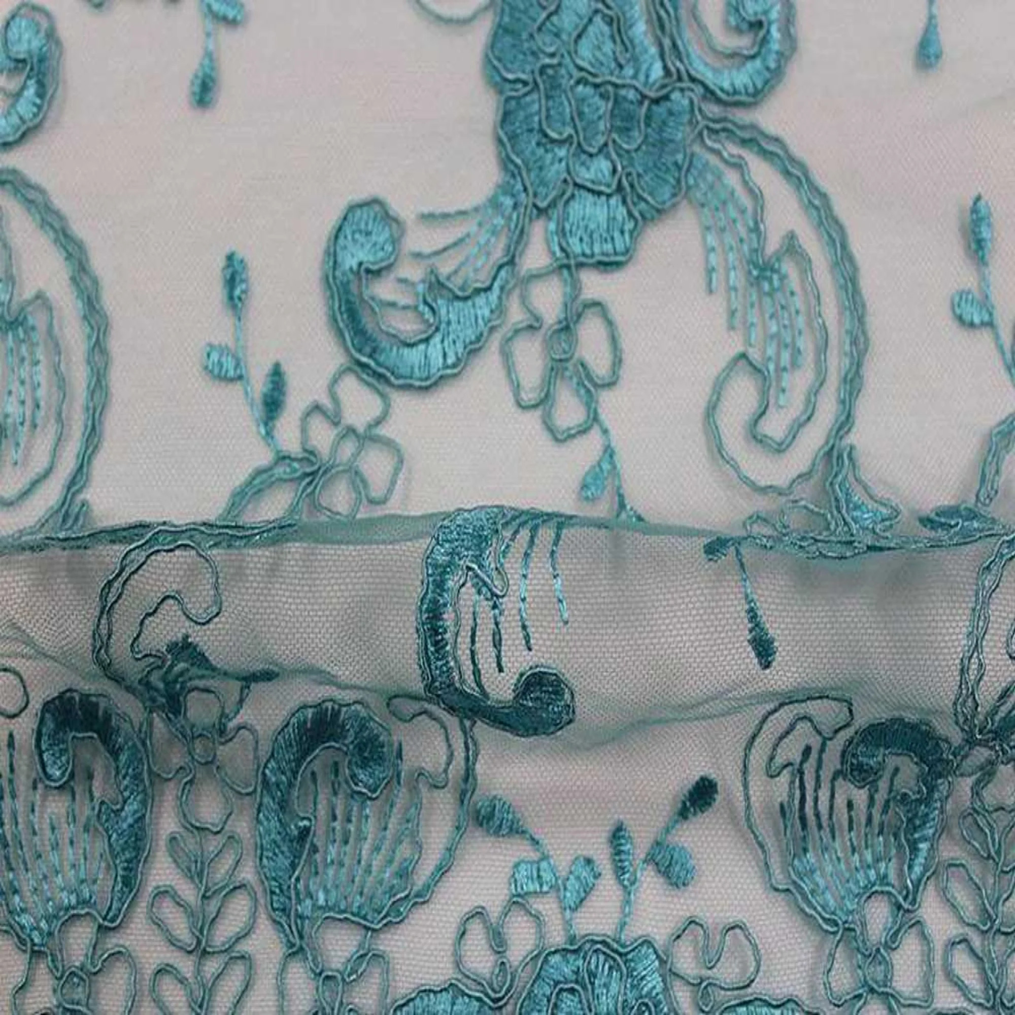 HILTON Embroidered Mesh Fabric. Lace Netting Material 54 Inch in Width ...