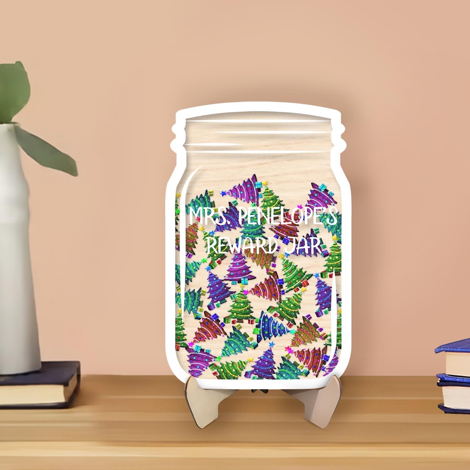 HIMIWAY Gleaming Festive Accent Christmas Rewards Jar Kids Behavior ...