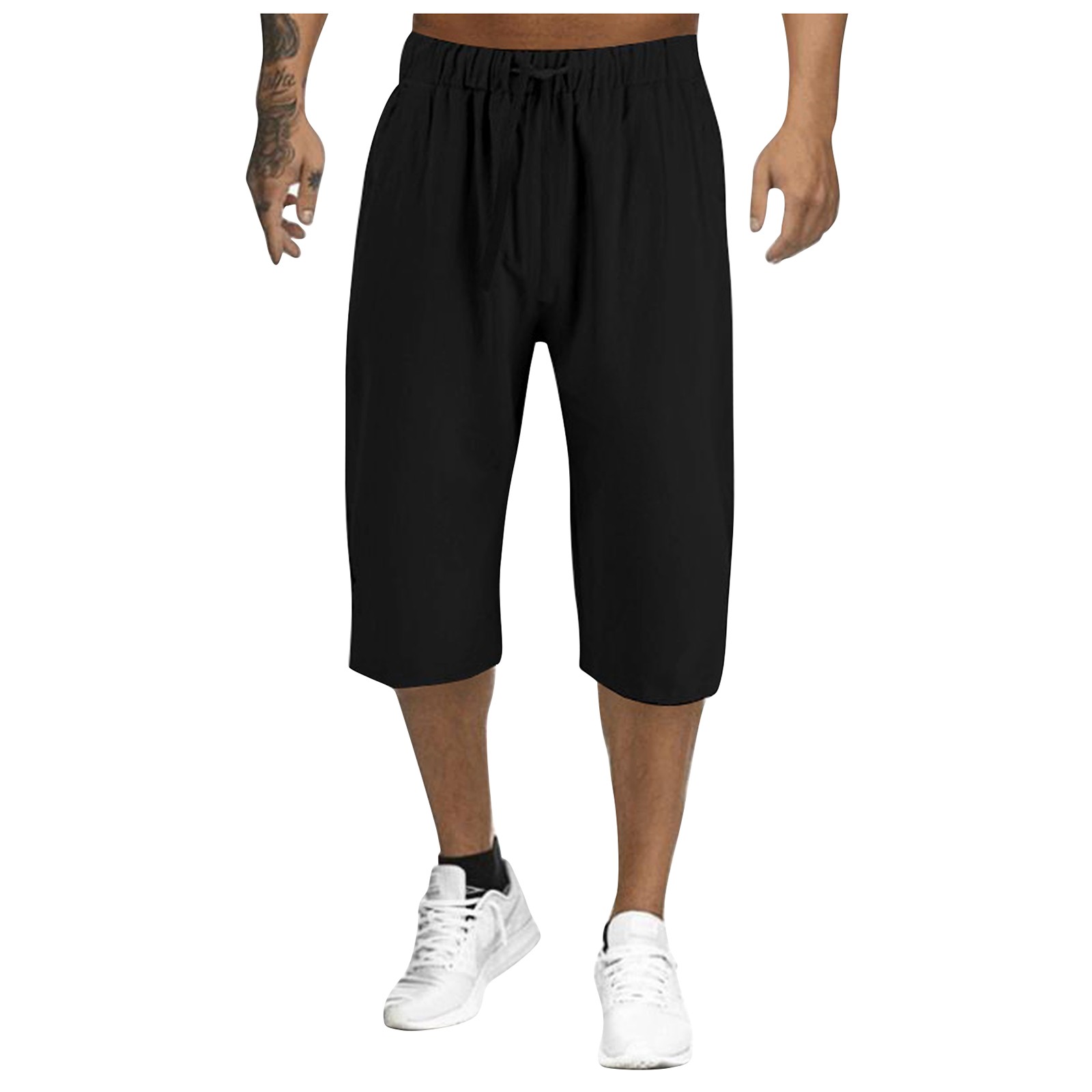 HIMIWAY Linen Pants Men Men's Summer Cotton Linen Cropped Pants Men's ...