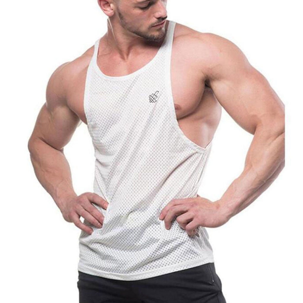 HIMIWAY Men Muscle Sleeveless Shirt Tank Top Bodybuilding Sport Fitness ...