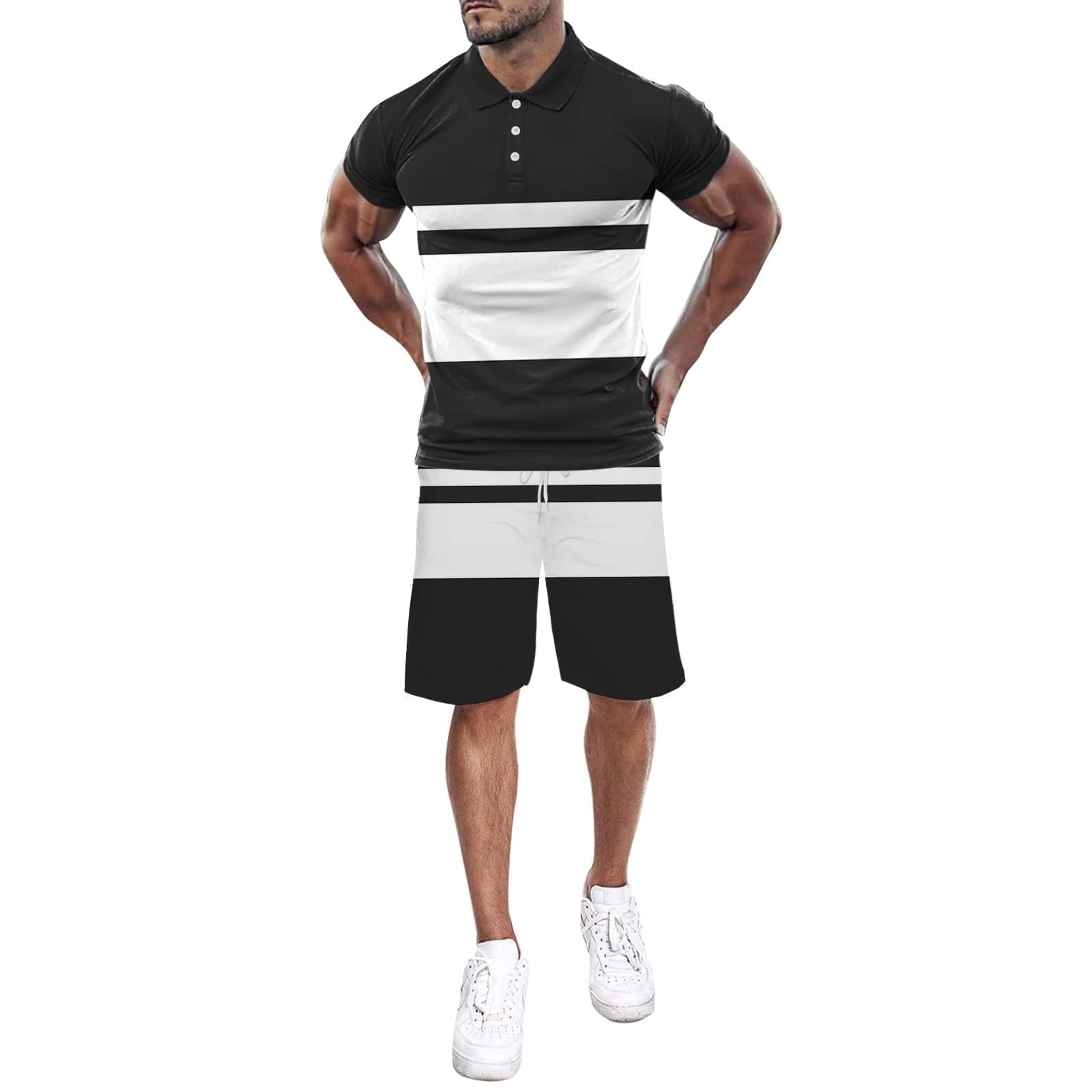 HIMIWAY Men's Shirt And Shorts Set Summer 2 Piece Outfits Fashion ...