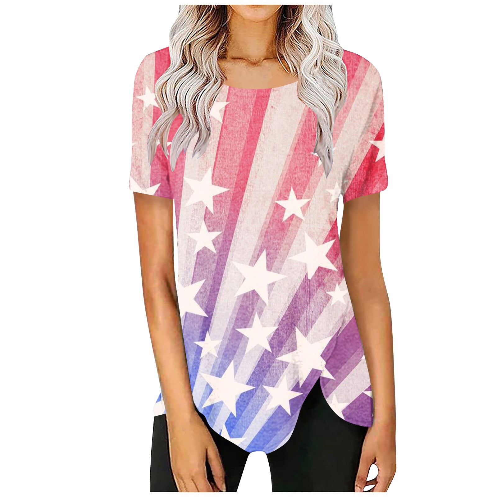HIMIWAY Stars and Stripes Womens Tops Womens Tops Fashion Sexy Off-the ...