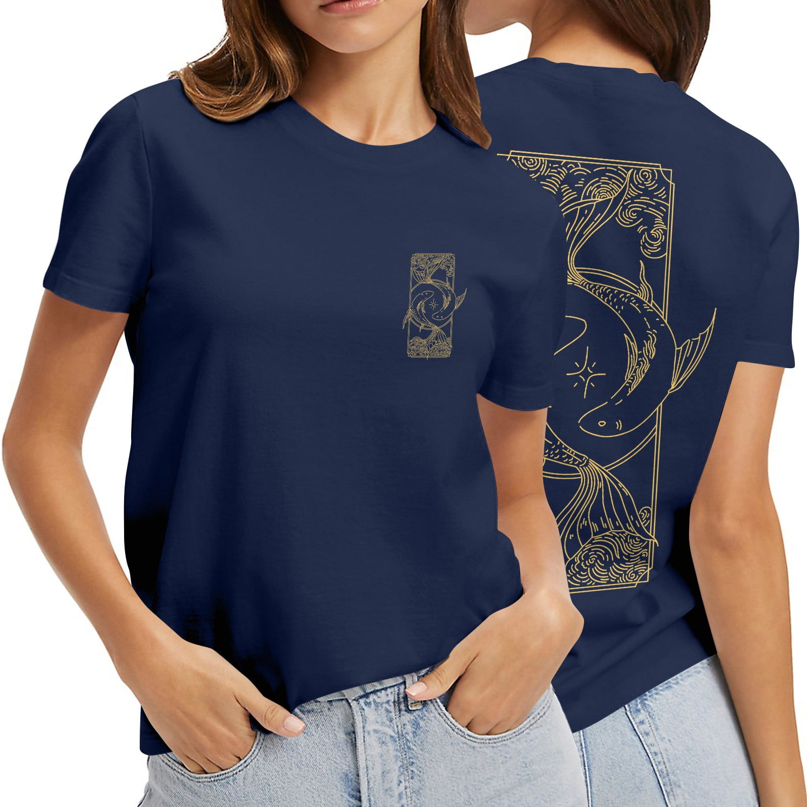 HIMIWAY Summer Hot Shirts for Women Women's Summer Constellation T ...