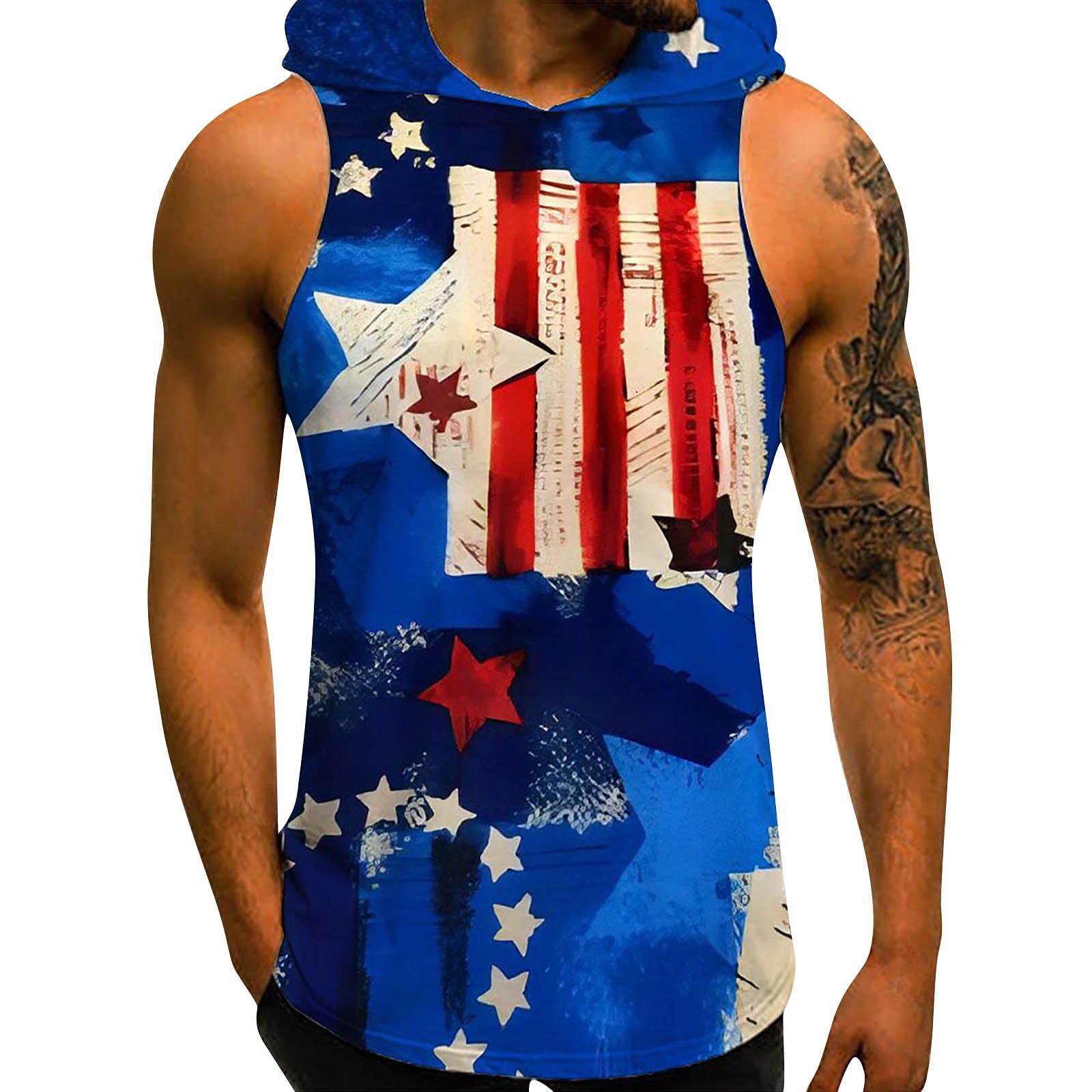 HIMIWAY Tank Tops Men and Big Men Men's Independence Day Print ...