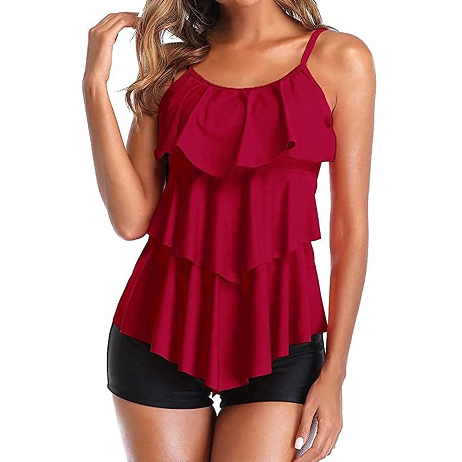 HIMIWAY Two Piece Printed Women's Swimsuit with Breast Cushion Swimsuit ...