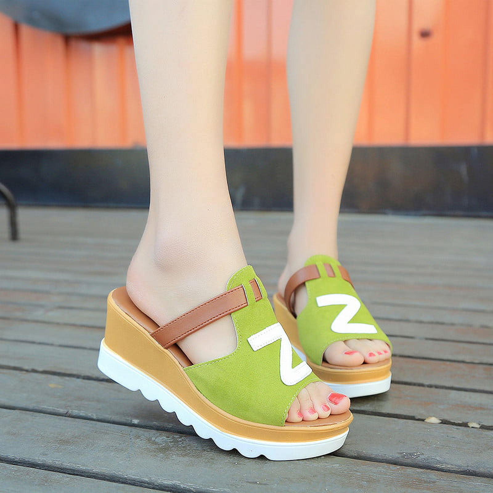 HIMIWAY Wedge Sandals for Women Women Fashion Solid Color Wedges Peep ...