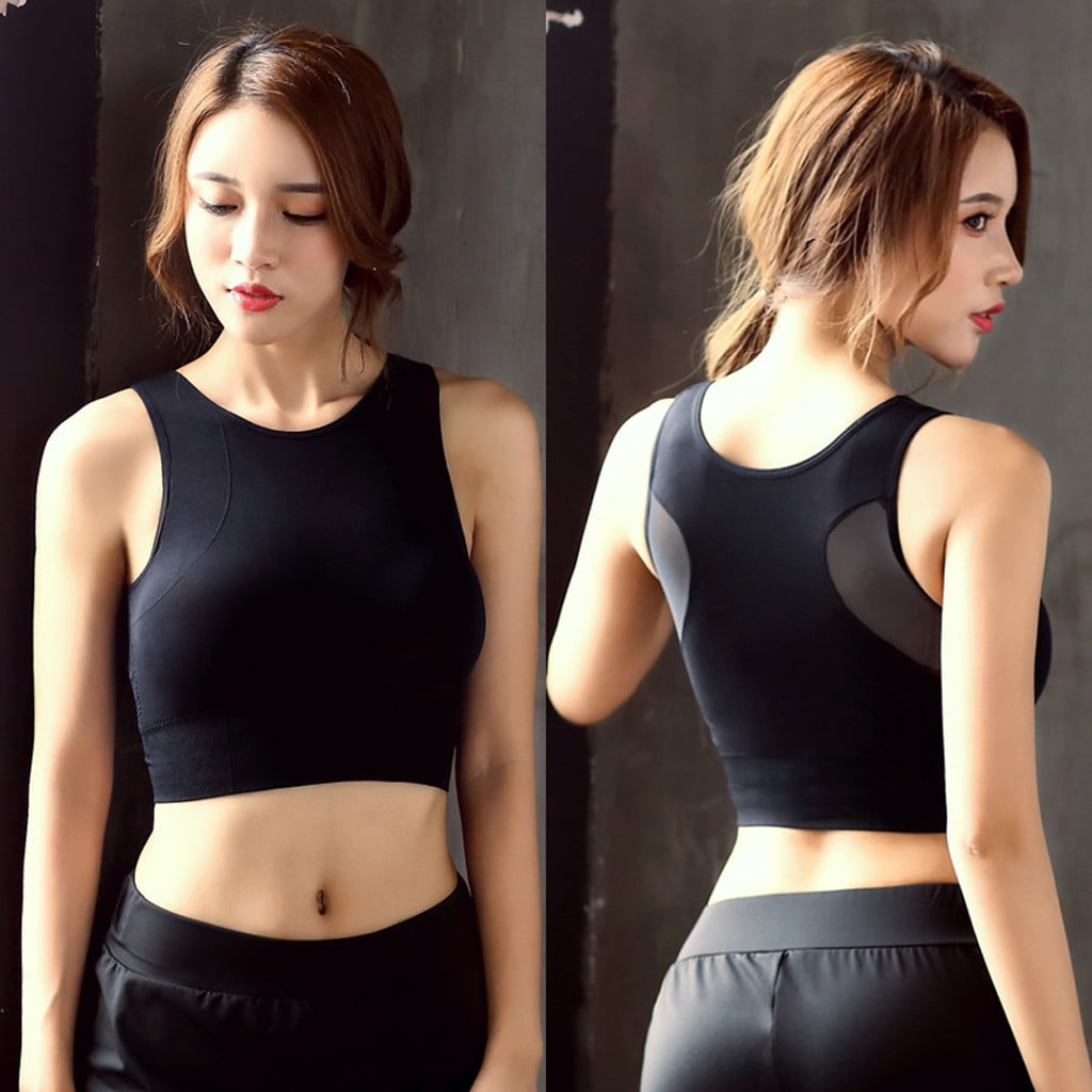HIMIWAY Women Athletic Running Sports Bra Fitness Seamless Padded Vest ...