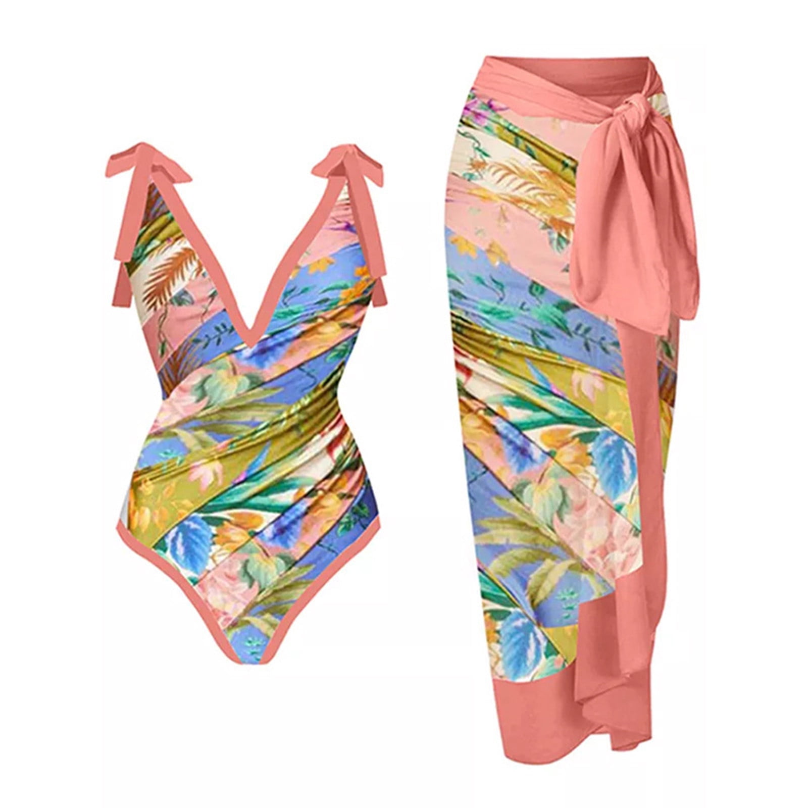 HIMIWAY Women's Fashion Retro Printed Conservative One-piece Beach ...