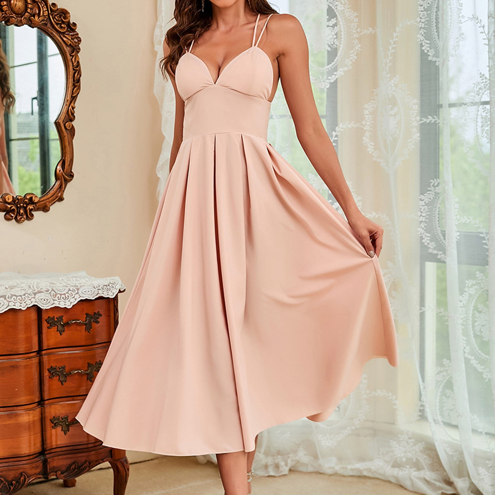 HIMIWAY Womens Sexy Backless Sleeveless Condole Belt Sequins Dress ...