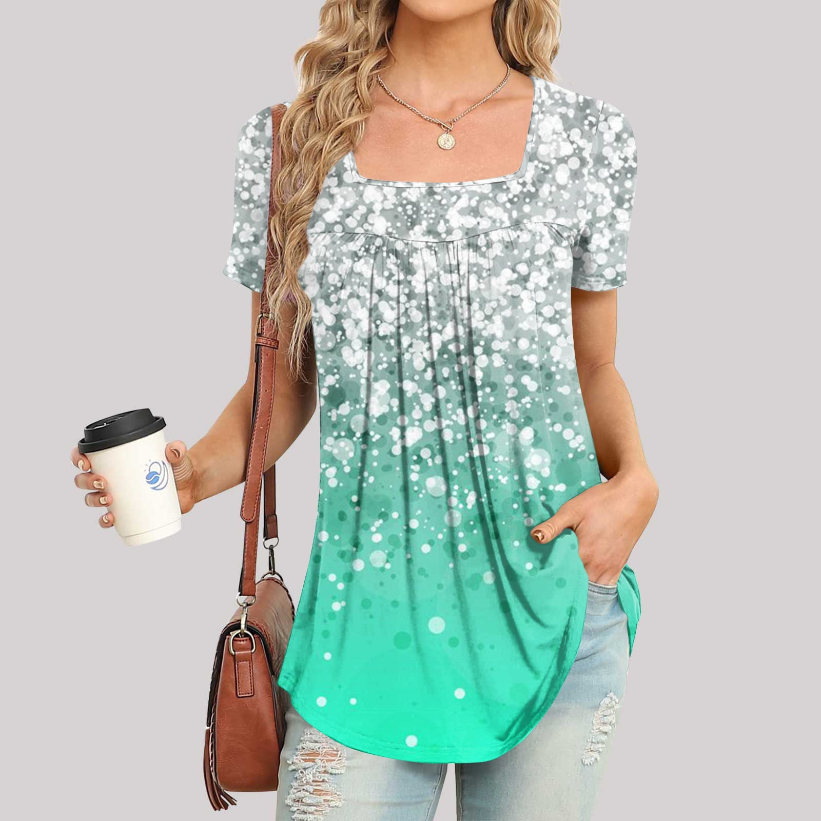 HIMIWAY Womens Summer Tops Short Sleeve Blouses Casual Tunic Shirts ...