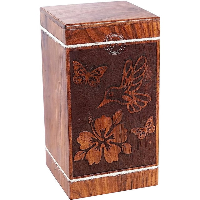 HIND HANDICRAFTS Floral Dove Wooden Urns for Human Ashes Adult Large ...