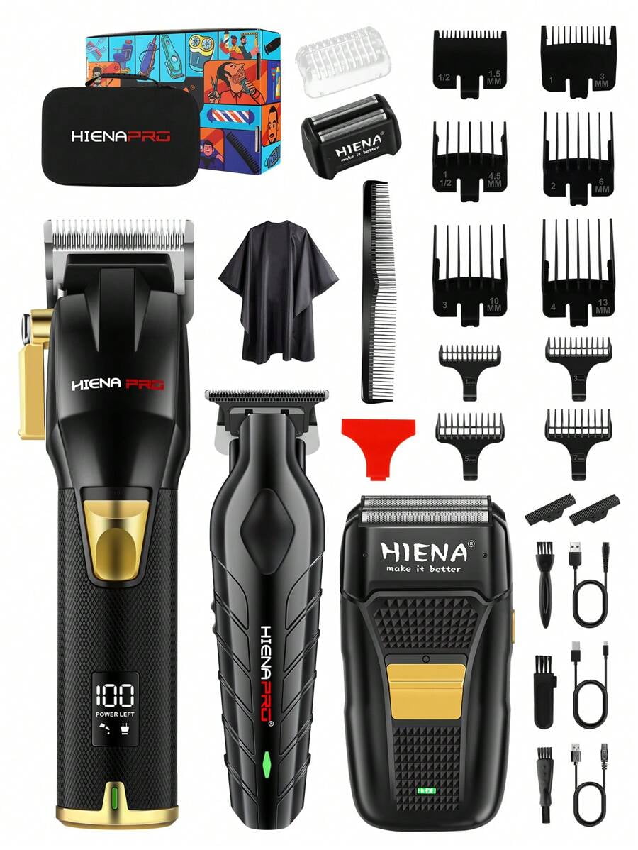 HINEA 3-Piece Hair Clipper Set, High-Power Hair Clipper, T-Shaped Blade ...