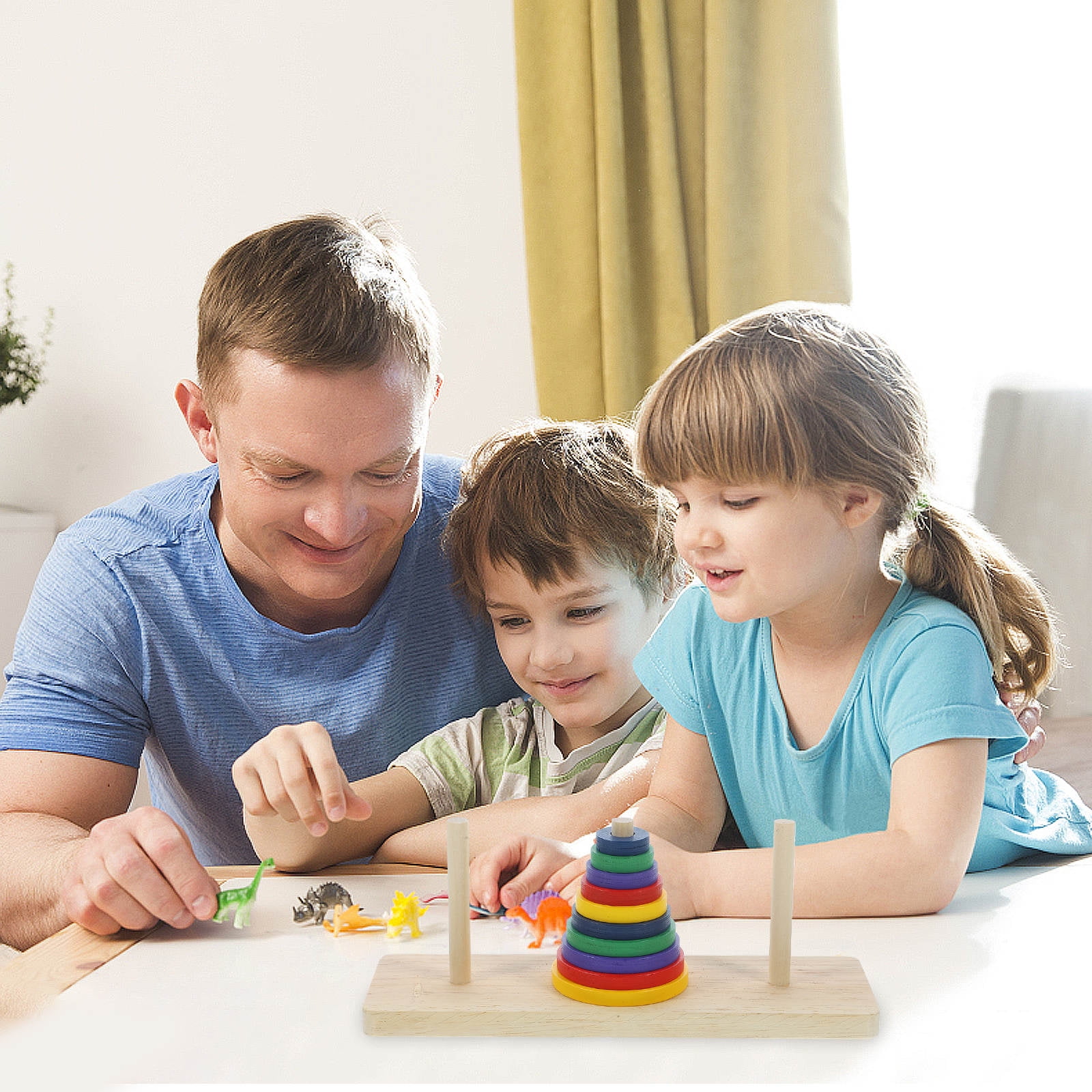 HINTRMENT 1 Set Tower of Hanoi Puzzle Toy Multi Colored Wooden Brain ...
