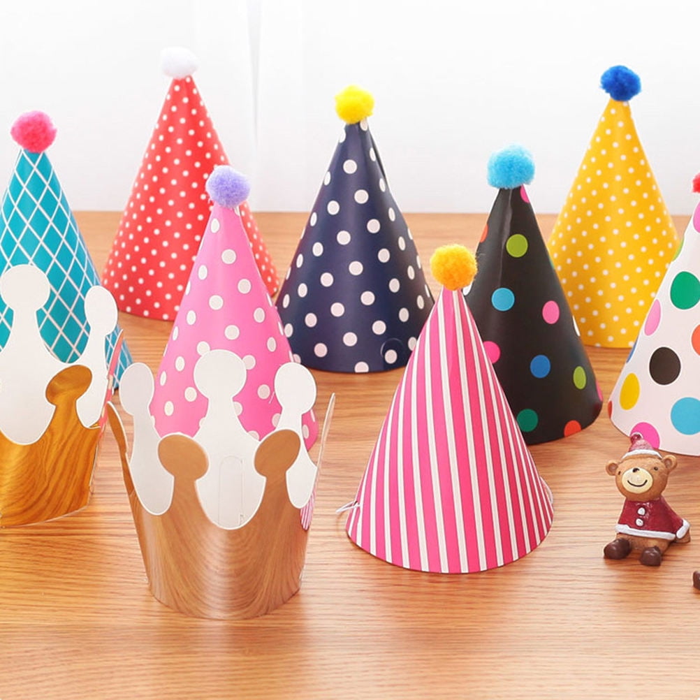 HINTRMENT 11Pcs Rainbow Theme Party Hats Confetti Cake Design Paper ...