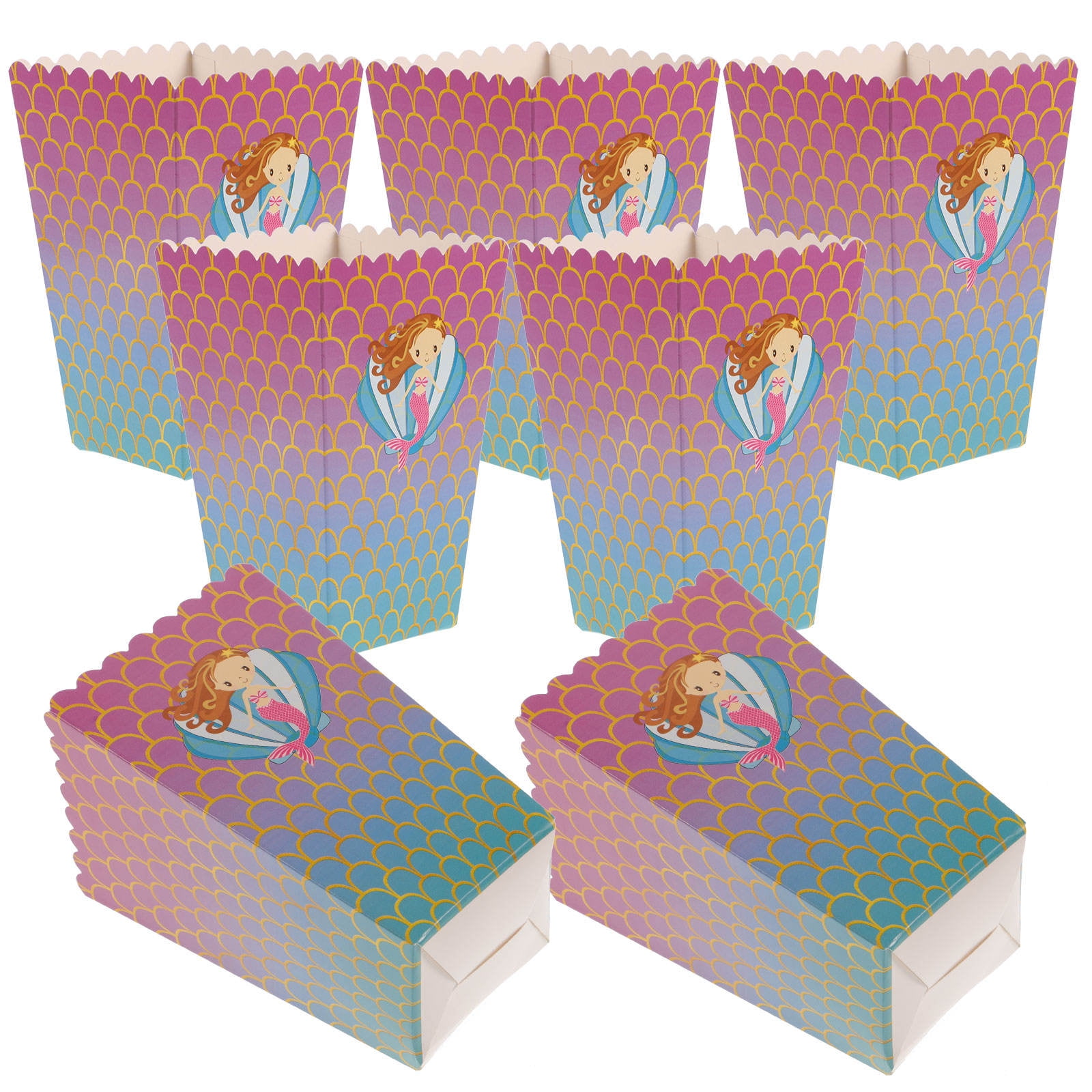 HINTRMENT 12Pcs Multi Color Scalloped Popcorn Boxes Cardboard Storage ...