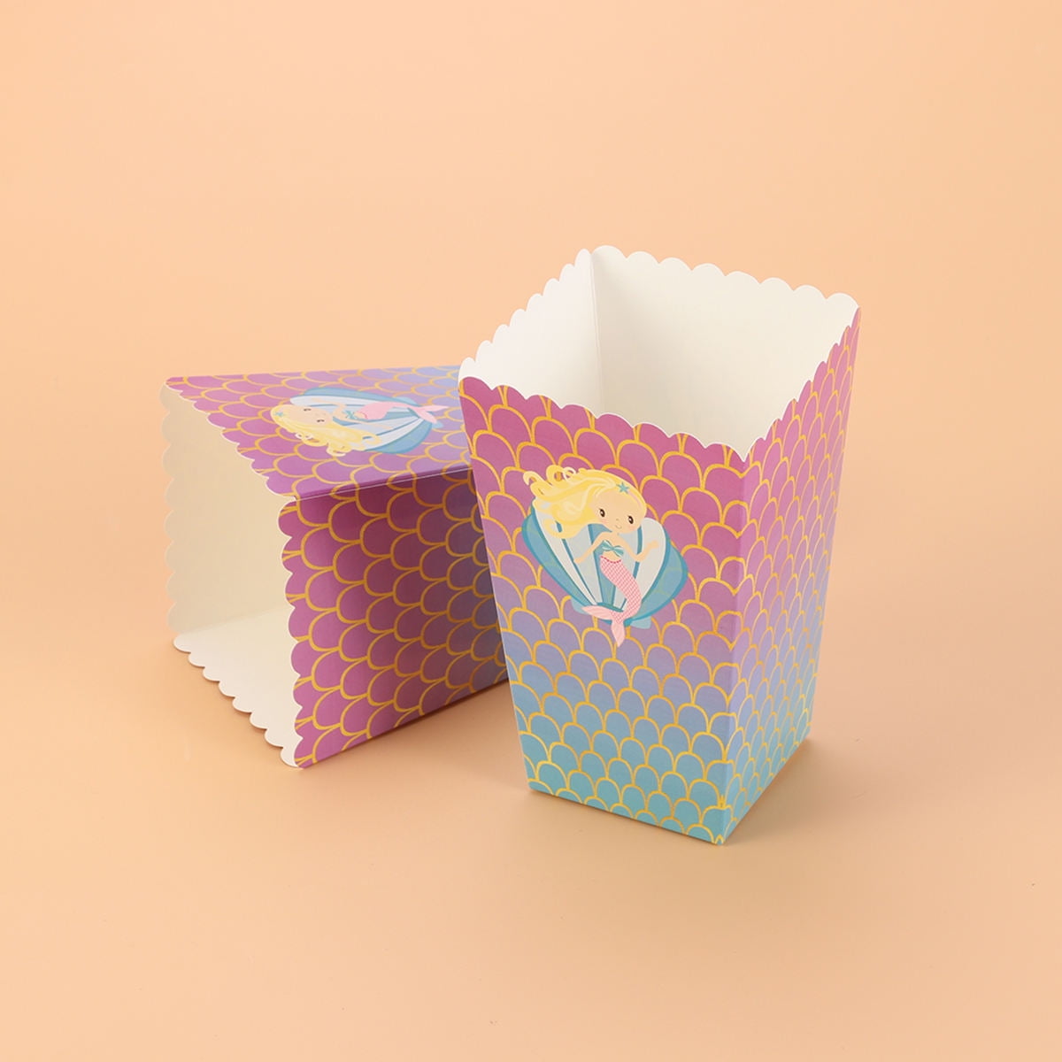 HINTRMENT 12Pcs Popcorn Boxes Multi Color Scalloped Shape Cardboard For ...