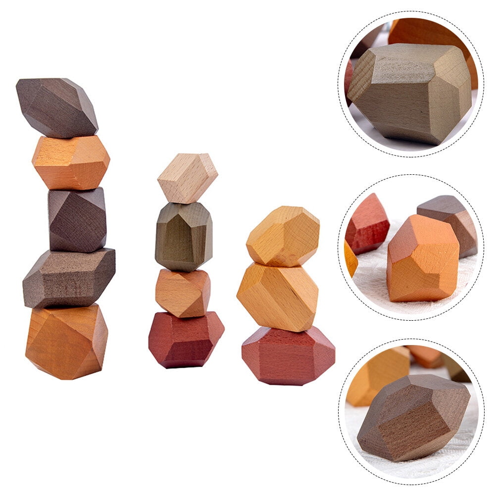 HINTRMENT 12Pcs Toddler Toys Wooden Building Blocks for Kids Creativity ...