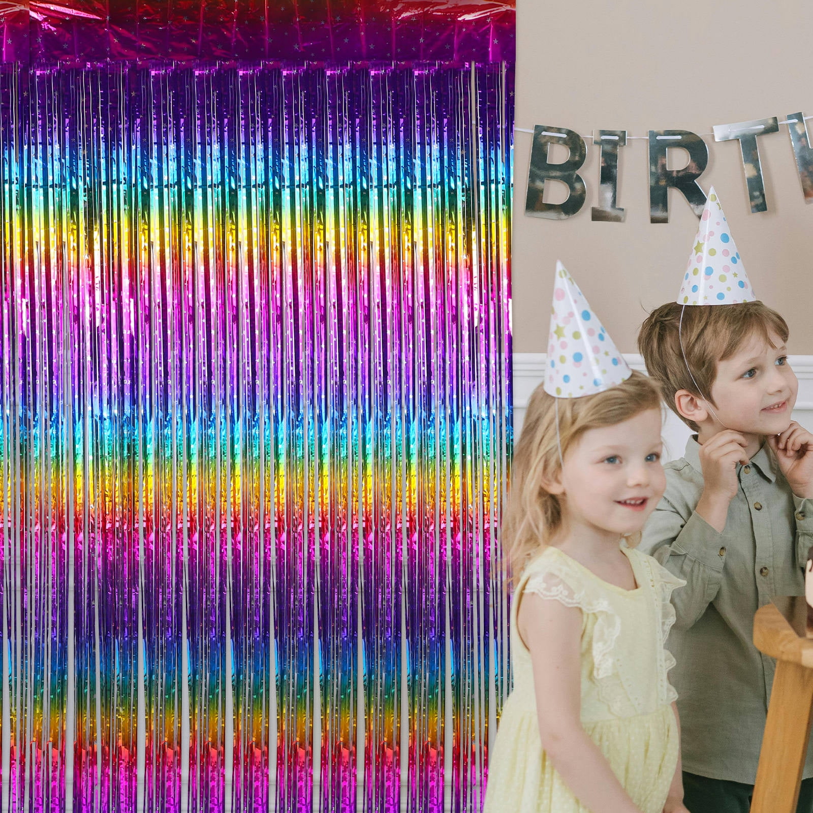 HINTRMENT 1Pcs Multi Colored Fringe Backdrop for Birthday and Party ...