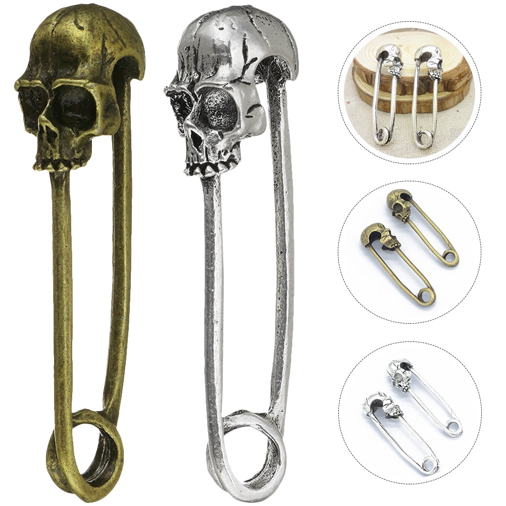 HINTRMENT 20Pcs Silver Skull Safety Pin Decorative Safety Pins for ...