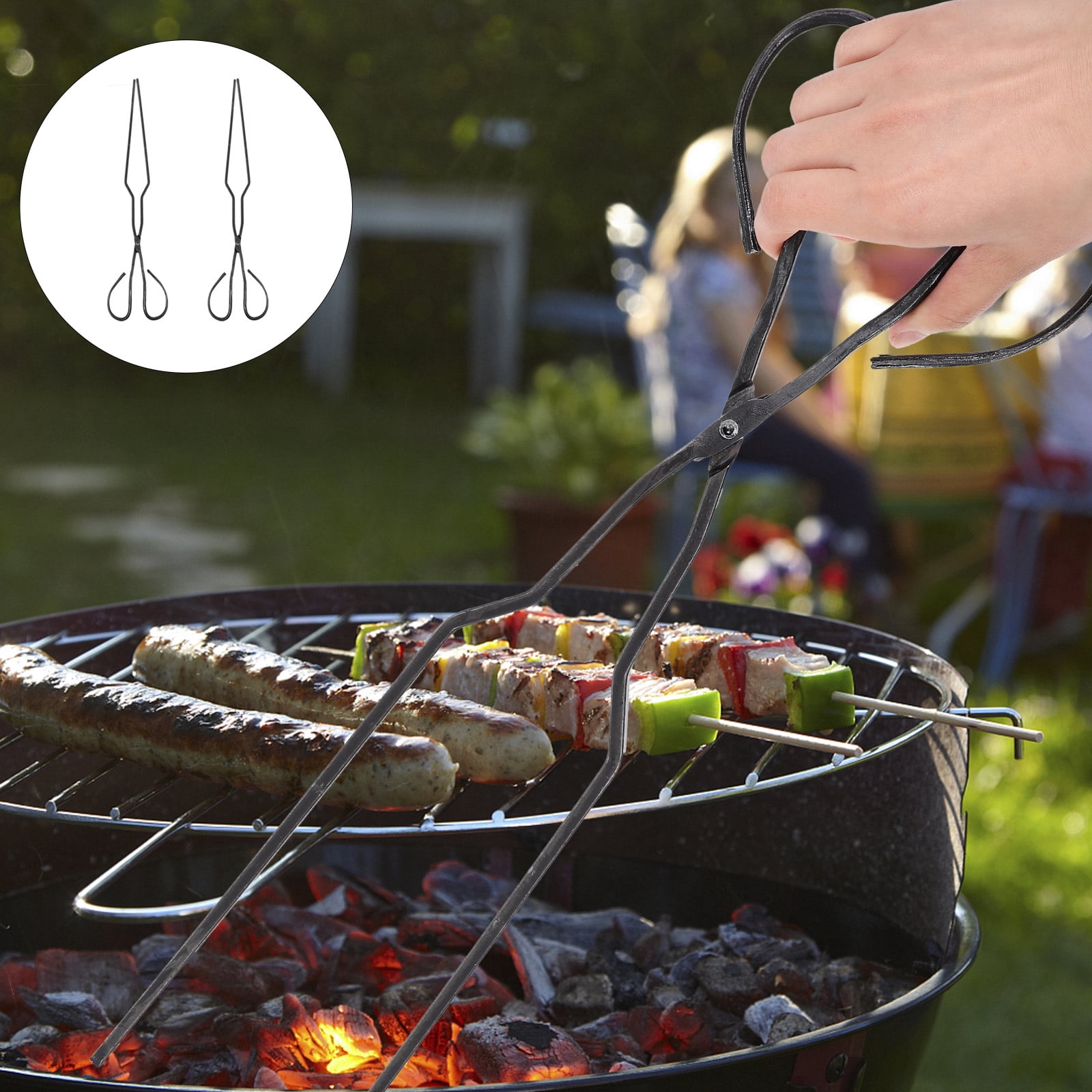 HINTRMENT 2Pcs Iron Firewood Tongs Heavy Duty Charcoal Tong For ...