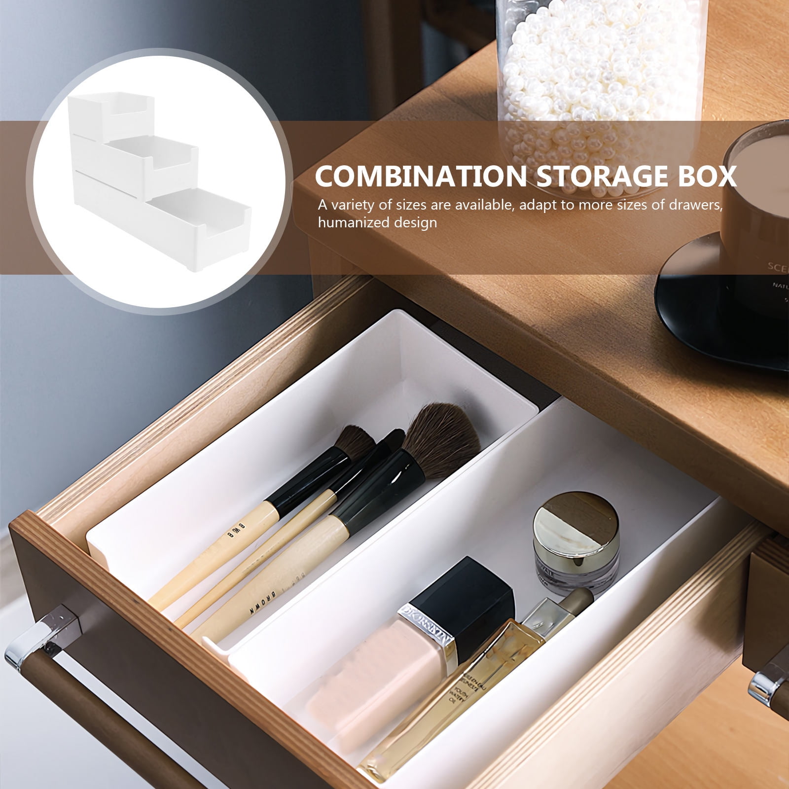 HINTRMENT 3Pcs Storage Box Transparent Organizer Small Storage Drawers ...