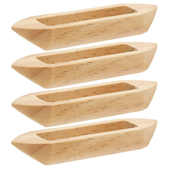 HINTRMENT 4Pcs Brown Wood Boat Crafts Small Canoe Model Decor for Desk ...