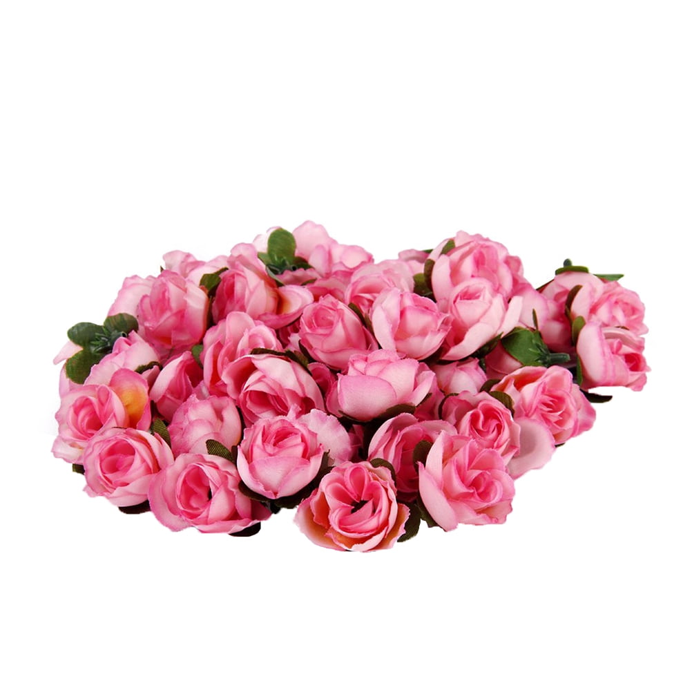 HINTRMENT 60Pcs Artificial Roses Flowers Pink Silk Fabric Realistic ...