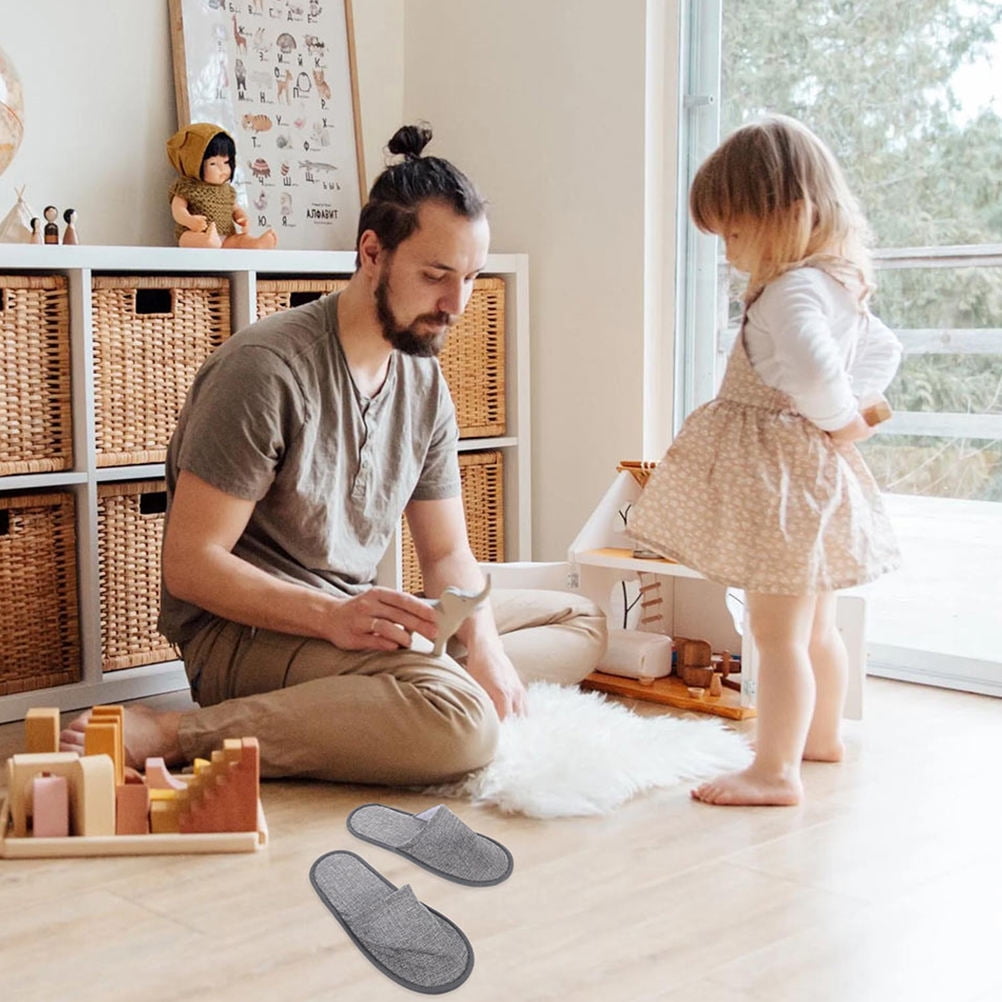 HINTRMENT 6Pairs Travel Foldable Slippers Grey Flat Design For Airplane ...