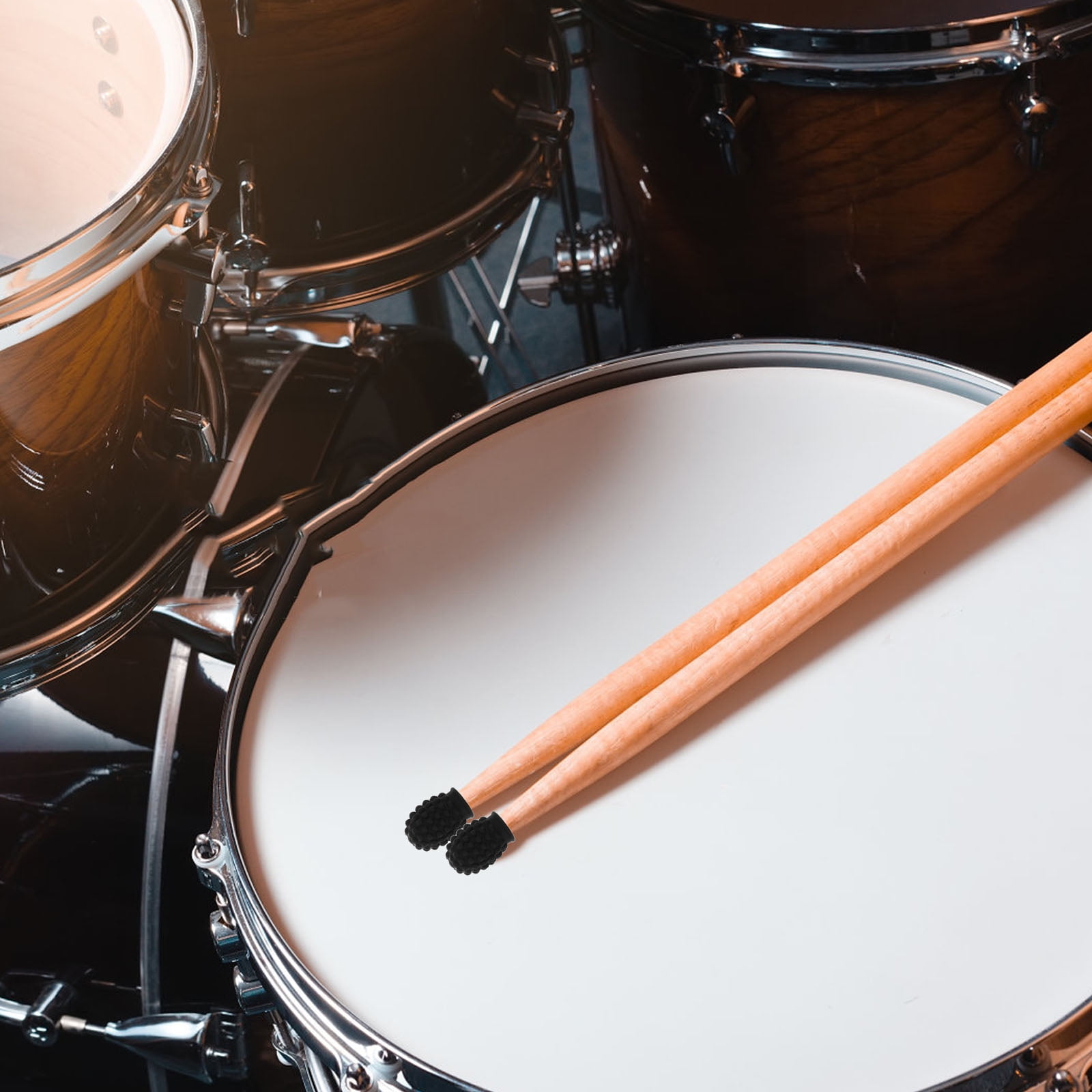 HINTRMENT Drum Mutes 2Pcs Black Silicone Drumstick Head Covers For ...