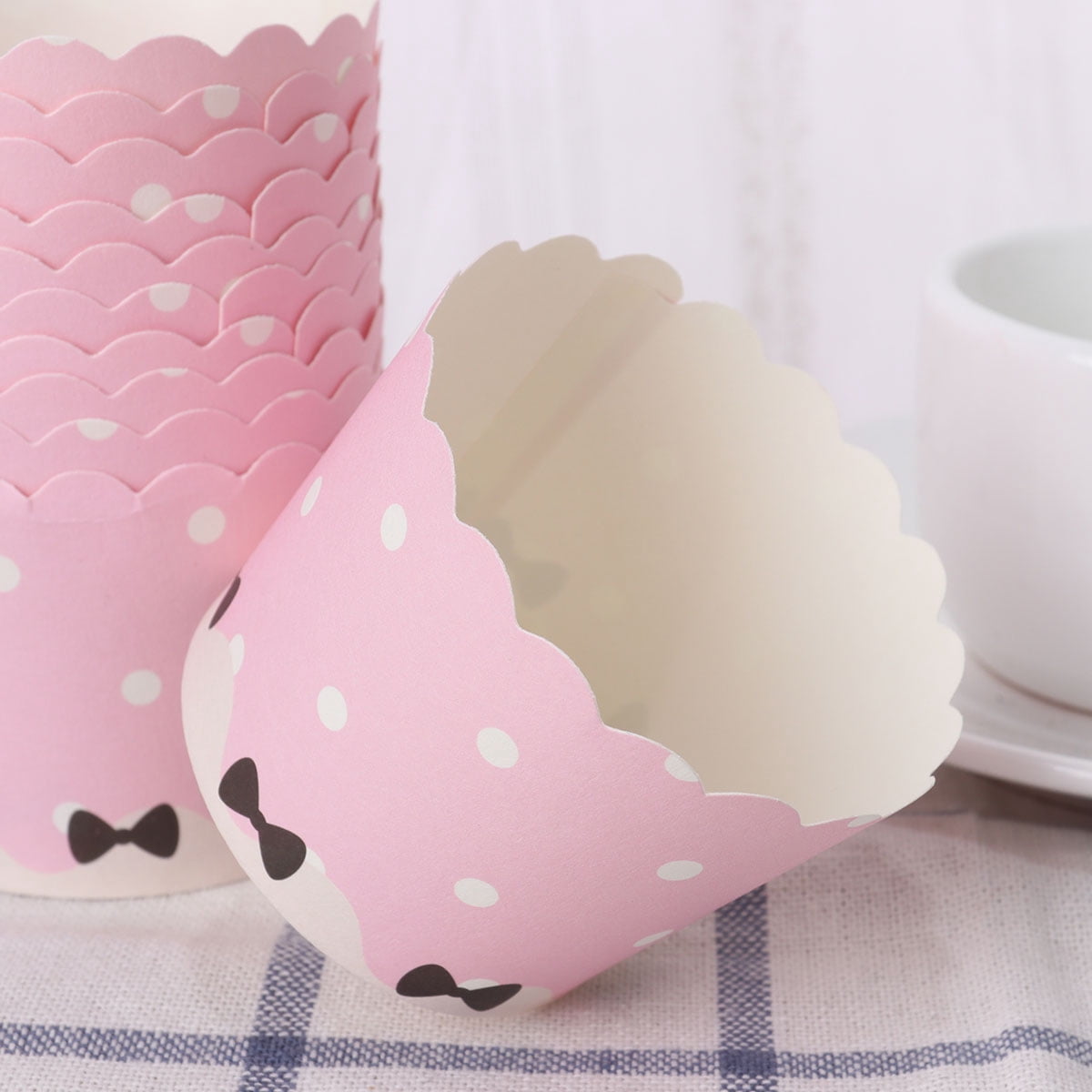 HINTRMENT Elegant Pink Black Paper Cupcake Wrappers for Wedding ...