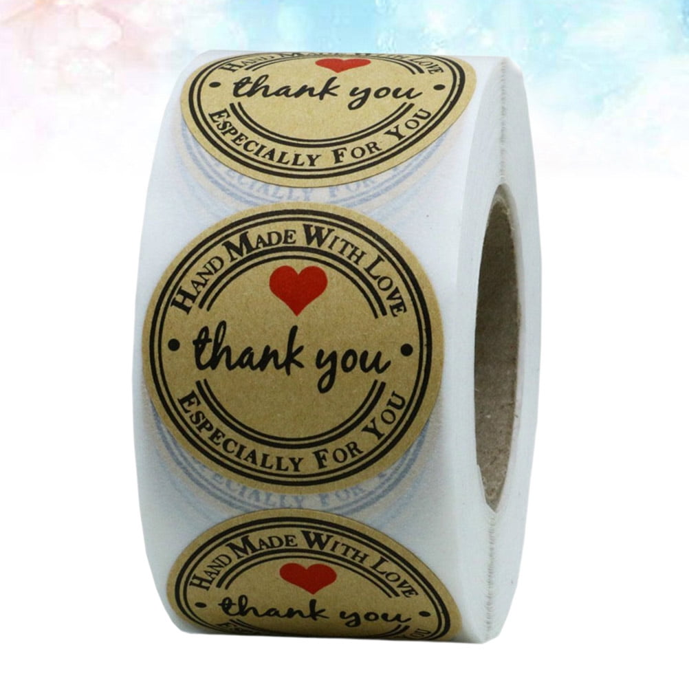 HINTRMENT Kraft Paper Thank You Lettering Sticker 1 Roll for Business ...