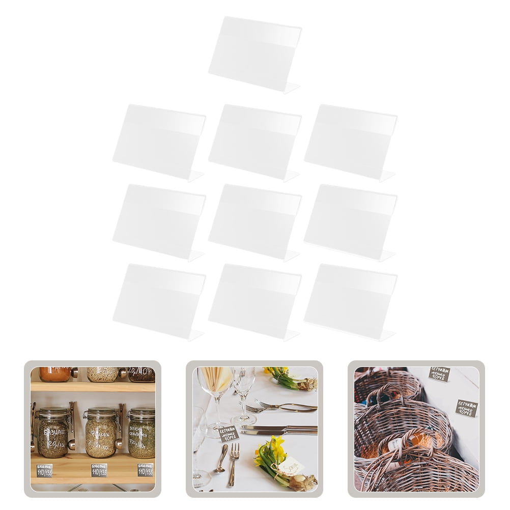 HINTRMENT L Shape Sign Holders 10Pcs Clear Stand for Small Sign Holder ...