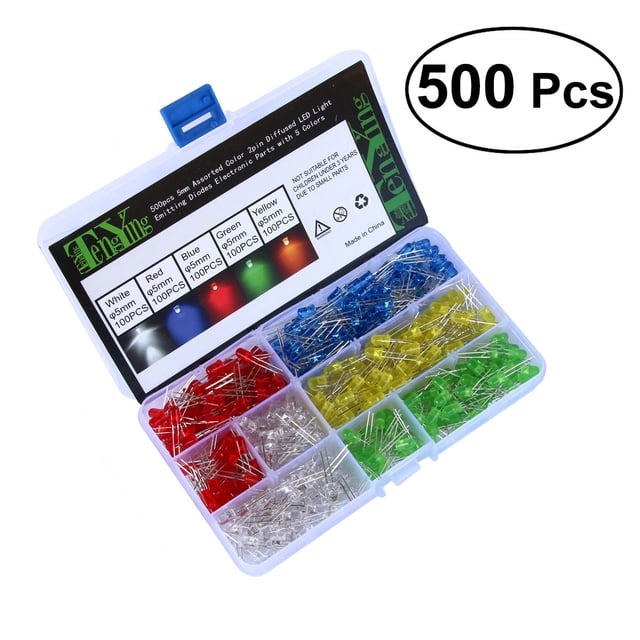 HINTRMENT Led Emitting Diodes White Red Blue Green Yellow 5Mm Metal For ...