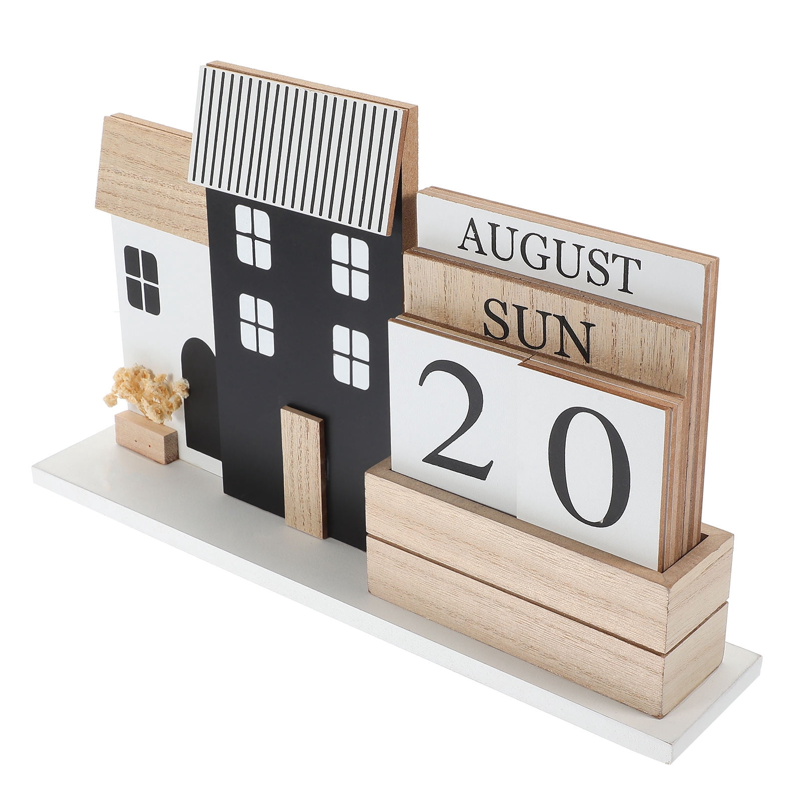 HINTRMENT Wooden Desk Calendar Multi-Color Standing Tabletop Planner ...