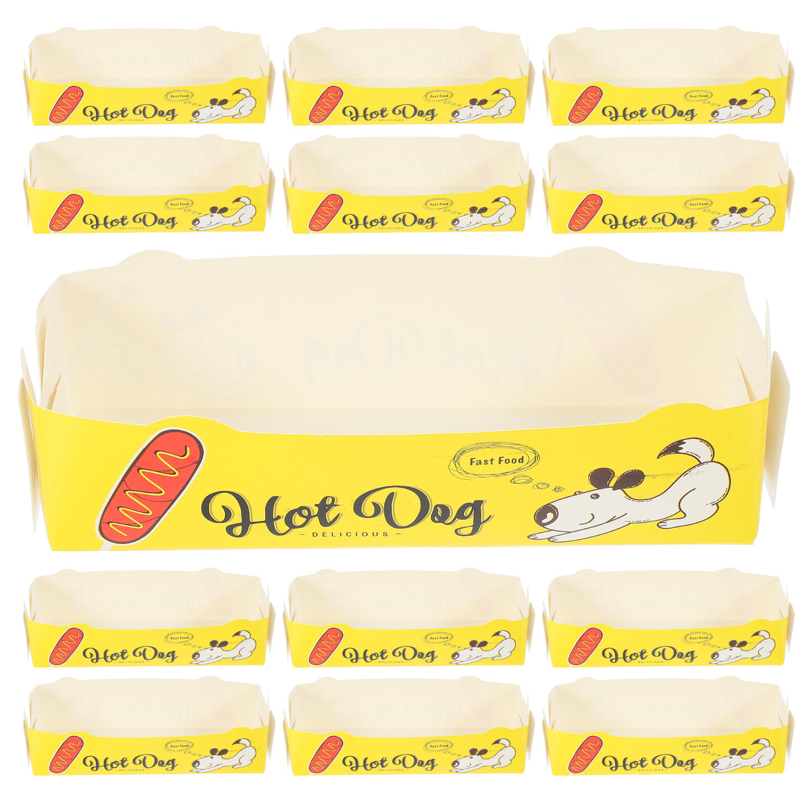 HINTRMENT Yellow Disposable Card Paper Food Serving Tray for Snack with ...