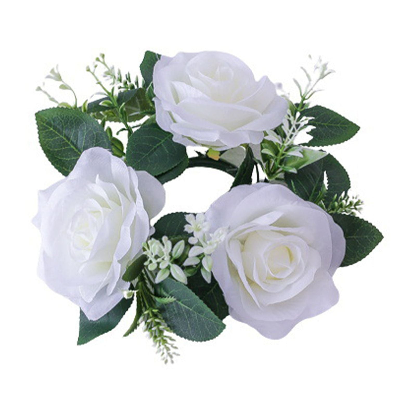HINTSAN Candle Rings Wreaths, Artificial Rose Candle Rings, Floral ...