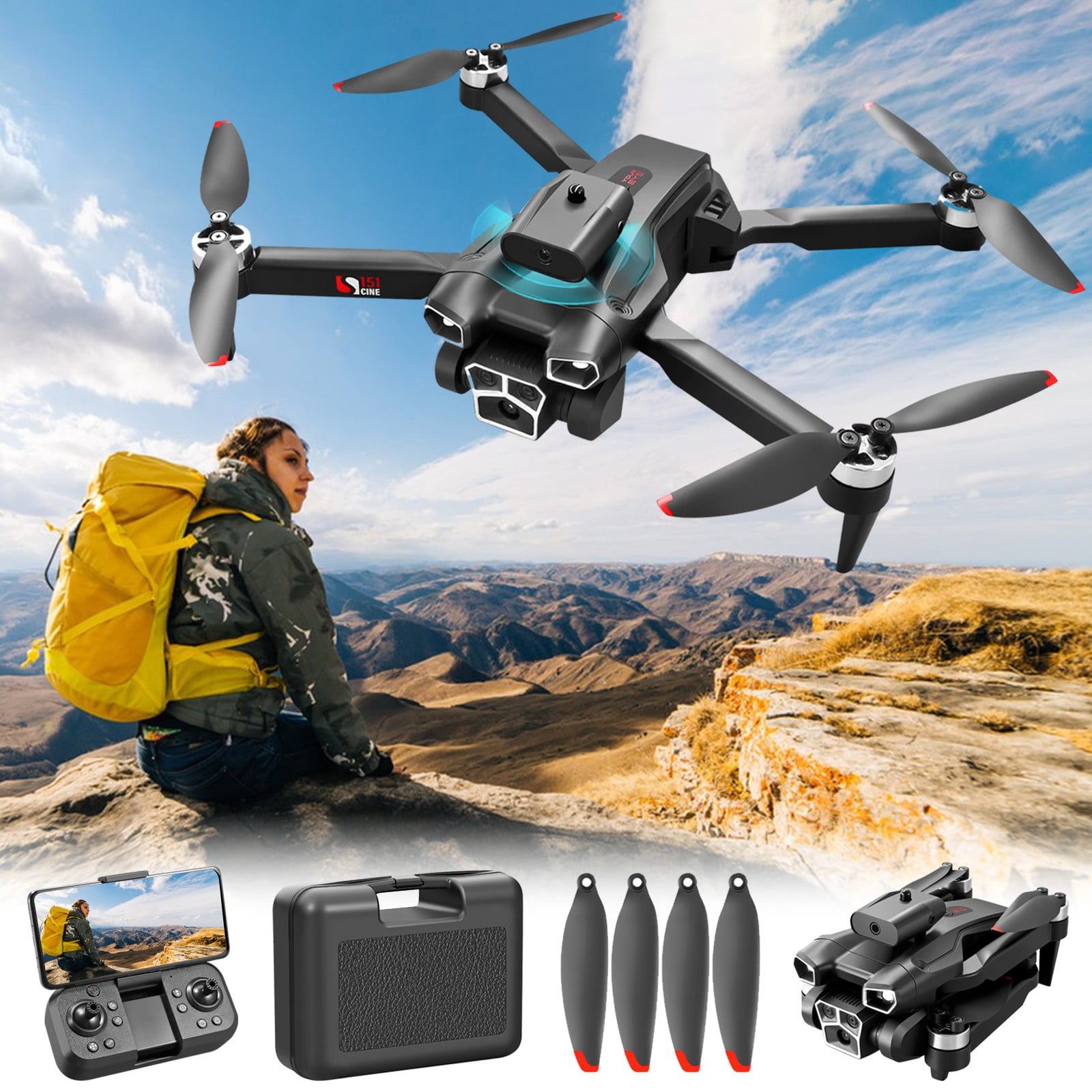 HINTSAN drones with camera for adults Brushless Motor Drones With 5 ...