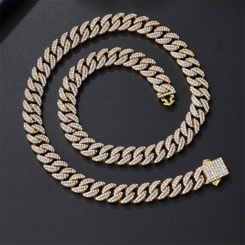 HIP HOP 10MM Cuban Link Chain 2Row Iced Out Rapper Heavy Necklaces ...