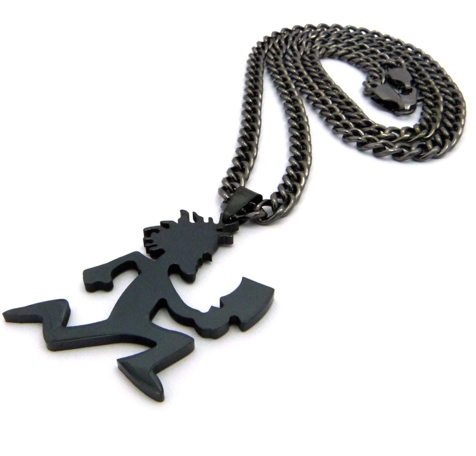 HIP HOP BLACK HATCHET MAN STAINLESS STEEL PENDANT & 4mm 20" CUBAN CHAIN ...