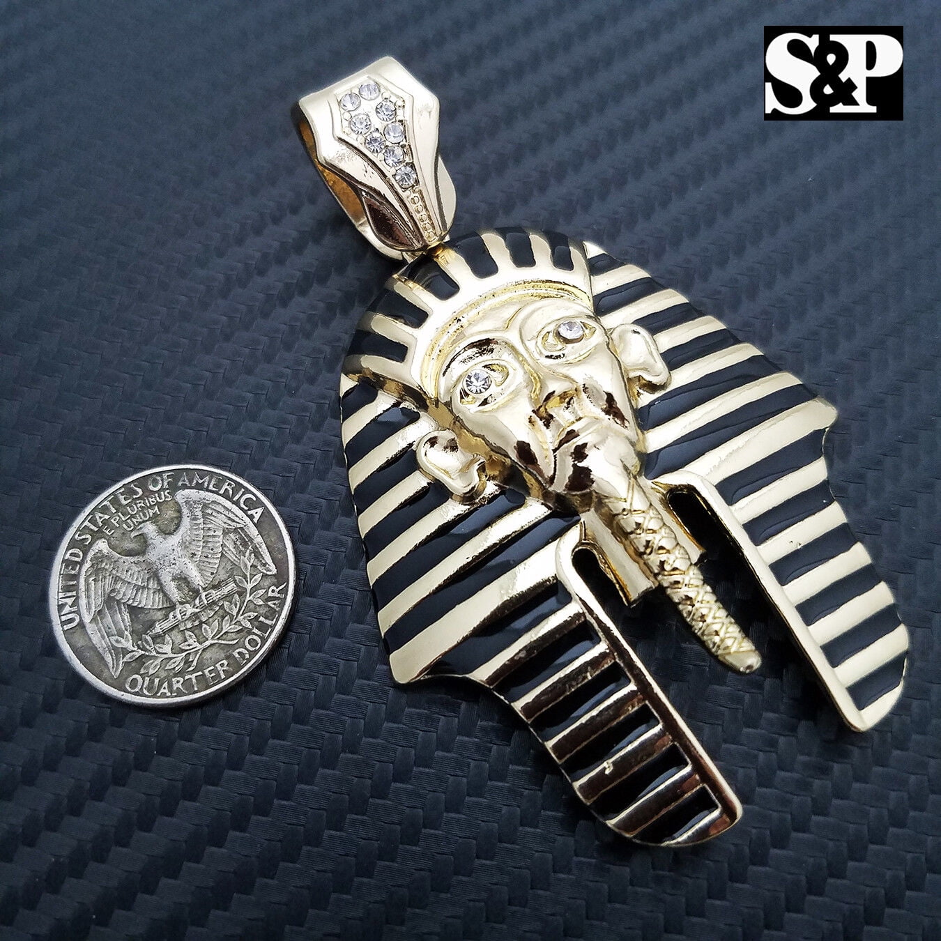 HIP HOP ICED GOLD PLATED RAPPER'S LARGE EGYPTIAN PHARAOH FASHION CHARM ...