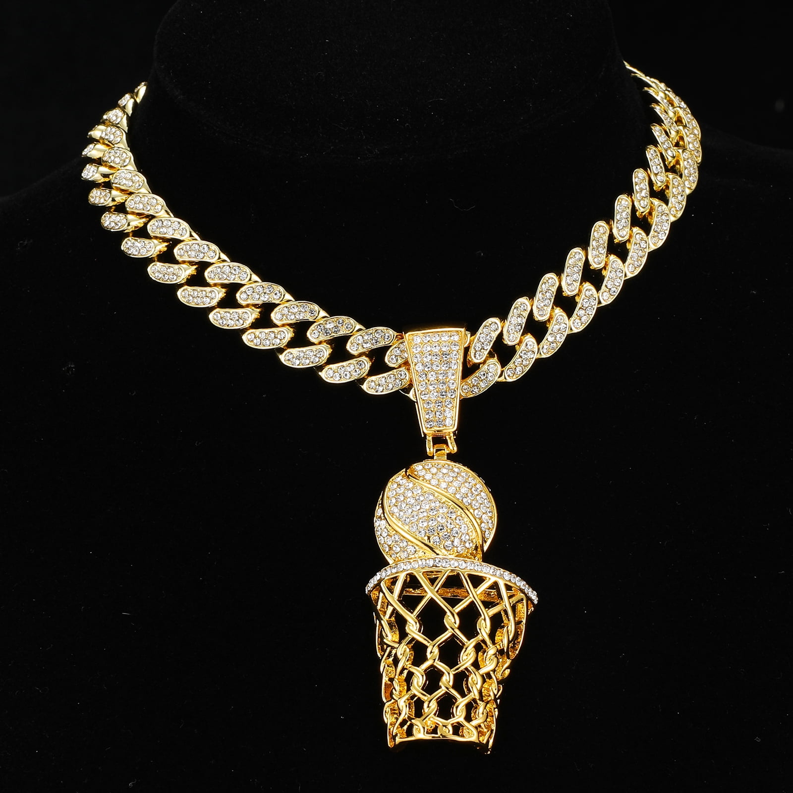 HIP HOP Iced Out Basketball Pendant Miami Cuban Link Chain Pendant ...