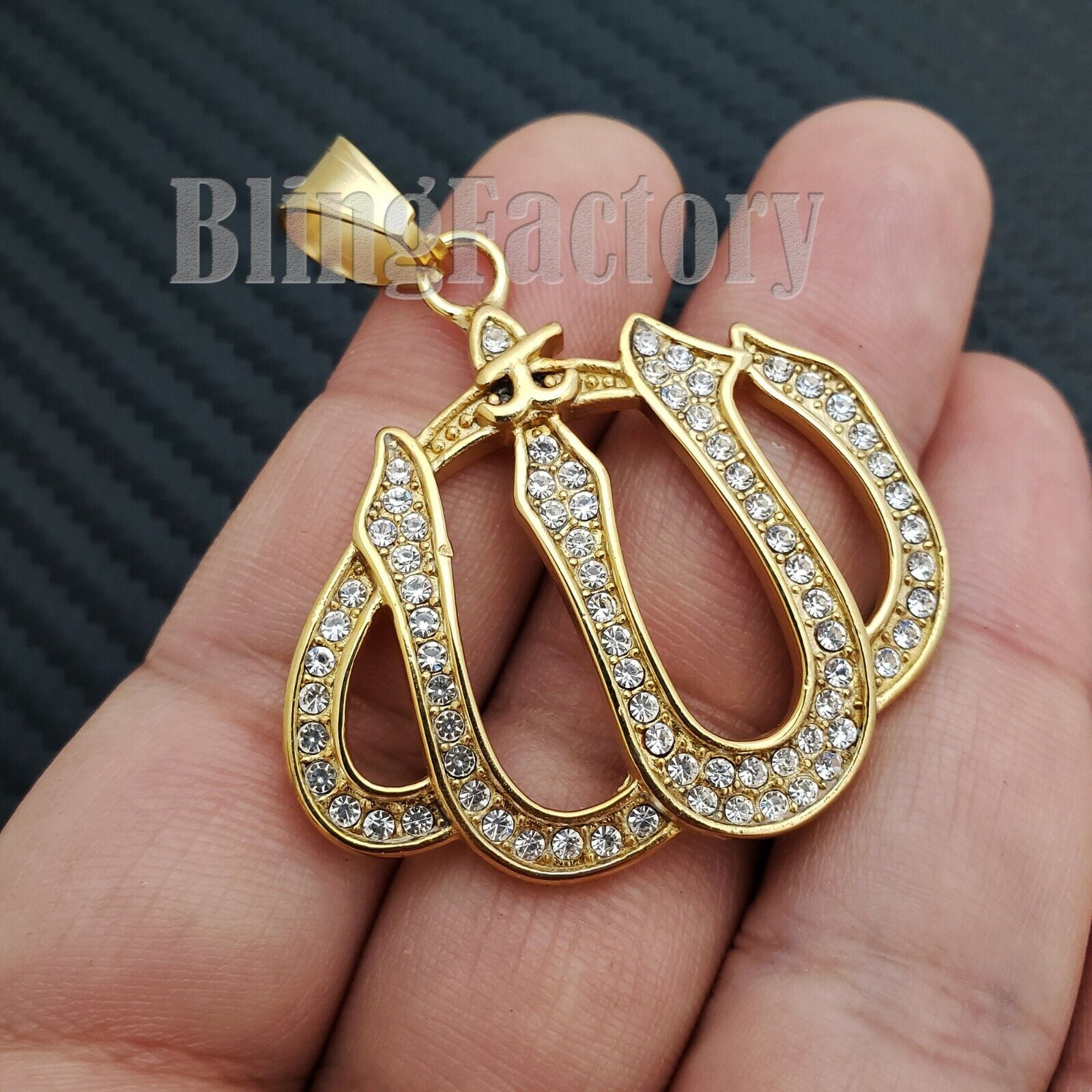 HIP HOP RAPPER STAINLESS STEEL GOLD PT MUSLIM ALLAH CHARM PENDANT S-03 ...