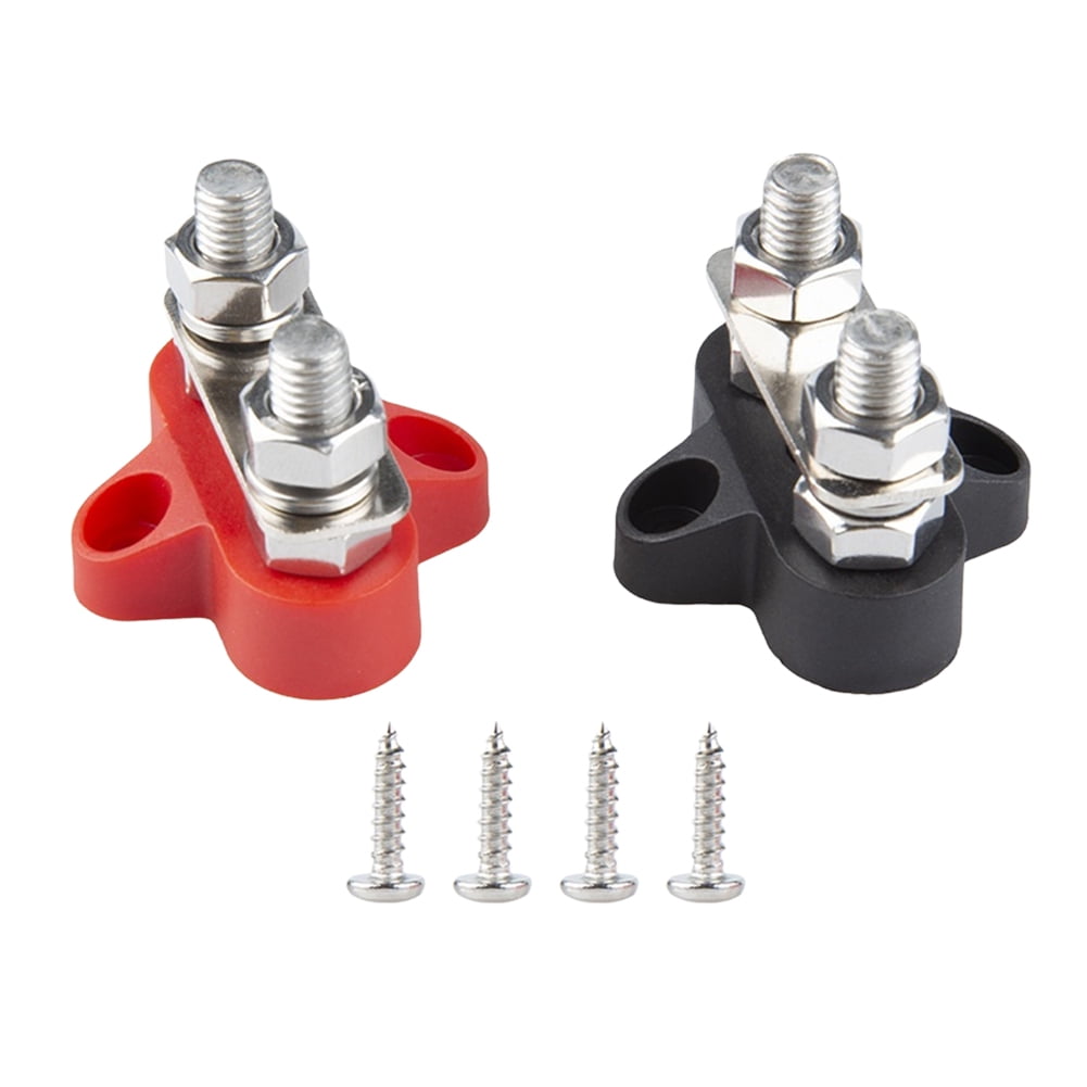 HIPKZ 2Pcs Battery Power Distribution Terminal Block Single/ Dual Studs 48V Bus Bar Dual ...